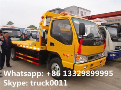 China China famous JAC brand flatbed towing vehicle for sale, JAC brand 4*2 LHD car towing services platform wrecker vehicle for sale