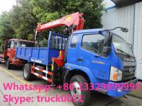 China Dongfeng 4*2 5ton folded arm crane mounted on cargo truck for sale, best price and high quality forland 4*2 truck crane for sale