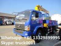 China Dongfeng 4*2 5ton folded arm crane mounted on cargo truck for sale, best price and high quality forland 4*2 truck crane for sale