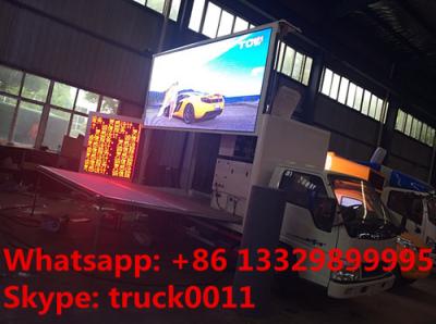 China DONGFENG 4*2 LHD LED outdoor advertising vehicle for sale, new dongfeng Mobile P4/P5/P6 LED billboard truck with stage for sale