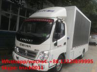 China FOTON AOLING 4*2 LHD digital billboard LED advertising vehicle for sale,best price foton mobile LED truck with stage for sale