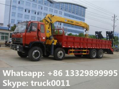 China dongfeng LHD 8*4 16tons heavy duty cargo truck with crane for sale, best price dongfeng brand 16tons truck crane for sale
