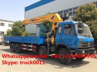 China dongfeng LHD 8*4 16tons heavy duty cargo truck with crane for sale, best price dongfeng brand 16tons truck crane for sale