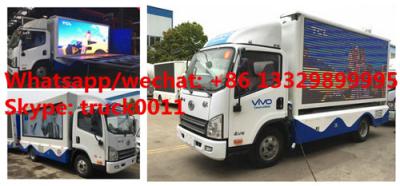 China Euro 5 FAW mobile digital LED billboard advertising truck for sale, high quality customized FAW P8 LED adverising truck for sale