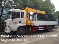 China dongfeng tianjin 170hp/190hp diesel 6.3tons truck with crane for sale,best price dongfeng telescopic crane on  truck for sale