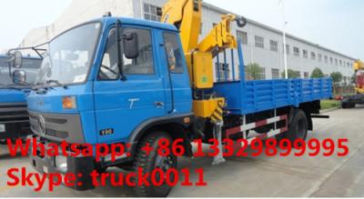 China DONGFENG 4x2 LHD/RDH 190HP diesel Folding Crane Truck 8tons-10tons for sale, cheapest price China 6.3tons truck crane for sale