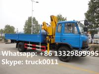 China DONGFENG 4x2 LHD/RDH 190HP diesel Folding Crane Truck 8tons-10tons for sale, cheapest price China 6.3tons truck crane for sale