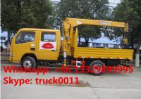China dongfeng small double rows 2.5tons truck mounted crane for sale, factory sale best price dongfeng mini truck with crane for sale