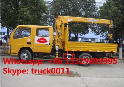 China dongfeng small double rows 2.5tons truck mounted crane for sale, factory sale best price dongfeng mini truck with crane for sale