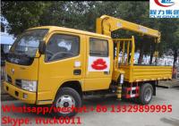 China dongfeng small double rows 2.5tons truck mounted crane for sale, factory sale best price dongfeng mini truck with crane for sale