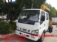 China ISUZU 4*2 double cabs 2.5tons XCMG telescopic boom mounted on truck for sale, best price ISUZU truck with XCMG crane for sale