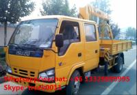 China ISUZU 4*2 double cabs 2.5tons XCMG telescopic boom mounted on truck for sale, best price ISUZU truck with XCMG crane for sale