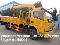 China Dongfeng duolika 4*2 LHD 4 ton  military xcmg small truck crane for sale, best price 4tons 120hp truck mounted crane for sale