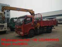 China hot sale cheapest price dongfeng 2.5tons telescopic boom mounted on dump truck, factory dongfeng dump truck with crane for sale