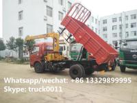 China hot sale cheapest price dongfeng 2.5tons telescopic boom mounted on dump truck, factory dongfeng dump truck with crane for sale