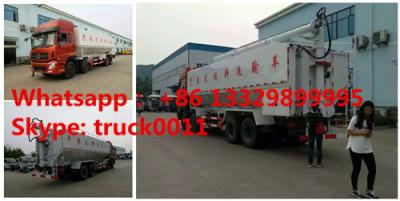 China Dongfeng 8*4 40m3 hydraulic discharging poultry feed truck for sale, factory sale best price 20tons animal feed truck for sale