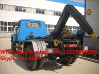 China Factory sale dongfeng long nose 6m3 hook lift garbage truck, wholesale lower price dongfeng hook wastes container truck for sale