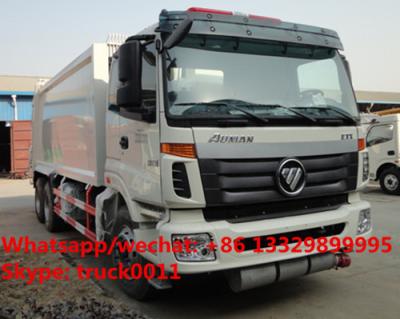 China FOTON AUMAN 6*4 LHD 16m3 garbage compactor truck, factory sale cheapest price FOTON 16m3 compacted garbage truck for sale