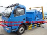 China Factory sale dongfeng 4*2 LHD 5m3 hydraulic hookling arm garbage truck, HOT SALE! dongfeng skid bon wastes vehicle for sale