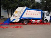 China Factory customzied dongfeng LHD diesel 7m3 garbage compactor vehicle with rear overturning wastes hopper for sale, for sale