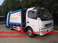 China Factory customzied dongfeng LHD diesel 7m3 garbage compactor vehicle with rear overturning wastes hopper for sale, for sale