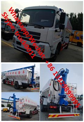 China Botton price customized Dongfeng 4*2 RHD 20m3 animal feed delivery truck for sale, 10tons poultry feed pellet truck for sale