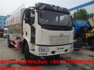China HOT SALE! good price FAW 4*2 LHD 10tons bulk feed fodder transporting truck , electronic discharging bulk feed truck for sale