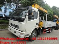 China Factory sale good price Dongfeng 4*2 LHD 3.5tons telescopic boom mounted on truck, cargo truck with crane for sale
