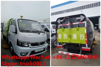 China cheapest price dongfeng 4*2 LHD gasoline road cleaning truck for sale, street sweeping truck, road sweeper vehicle for sale