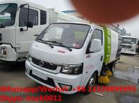 China cheapest price dongfeng 4*2 LHD gasoline road cleaning truck for sale, street sweeping truck, road sweeper vehicle for sale