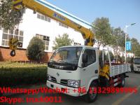 China Customized wholesale best price dongfeng 4*2 LHD 2tons telescopic boom mounted on cargo truck for sale, truck with crane for sale