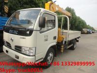 China Customized wholesale best price dongfeng 4*2 LHD 2tons telescopic boom mounted on cargo truck for sale, truck with crane for sale