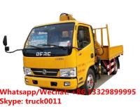 China Factory sale good price dongfeng 4*2 LHD/RHD truck with 2tons folded crane boom, 2ton small cargo truck with folded boom for sale