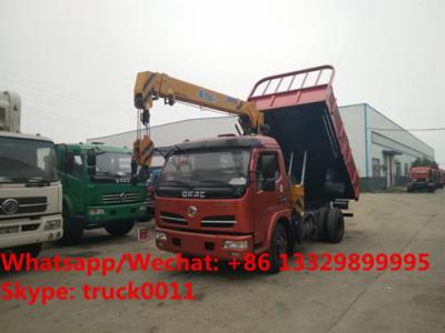 China Customized dongfeng 4*2 dump truck with 2tons telescopic boom for Philippines, HOT SALE! tipper truck with 2tons crane for sale