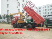 China Customized dongfeng 4*2 dump truck with 2tons telescopic boom for Philippines, HOT SALE! tipper truck with 2tons crane for sale