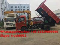 China Customized dongfeng 4*2 dump truck with 2tons telescopic boom for Philippines, HOT SALE! tipper truck with 2tons crane for sale