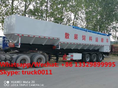 China designed 50cbm CLW bulk feed transportation semitrailer for sale, customized 50m3 25tons animal feed container trailer for sale
