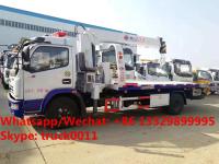 China NEW DONGFENG 4*2 4 Ton Flatbed Wrecker Tow truck With 4 Ton Crane for sale, wrecker truck with crane boom for sale for sale