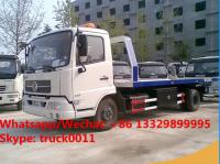 China Chinese made dongfeng 4*2 LHD diesel 6tons flatbed type wrecker tow truck for sale, road breakdown towing truck for sale for sale