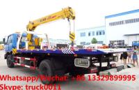 China 2020s new brand dongfeng 153 190hp 6tons road wrecker towing truck with telescopic boom for sale, road breakdown truck for sale