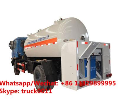 China HOT SALE! Customized dongfeng 4*2 LHD 10,000Liter lpg gas dispensing truck for domestic cylinders, lpg gas filling truck for sale