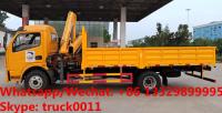 China Customized Dongfeng brand 4*2 LHD 4T folded crane mounted on truck for sale, 140hp diesel 4T folded truck with crane for sale