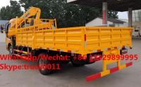 China Customized Dongfeng brand 4*2 LHD 4T folded crane mounted on truck for sale, 140hp diesel 4T folded truck with crane for sale