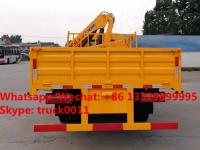 China Customized Dongfeng brand 4*2 LHD 4T folded crane mounted on truck for sale, 140hp diesel 4T folded truck with crane for sale