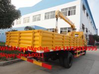 China Dongfeng duolika LHD 4T telescopic crane boom mounted on truck for sale, HOT SALE! dongfeng 120hp 4T truck with crane for sale