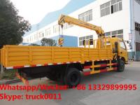 China Dongfeng duolika LHD 4T telescopic crane boom mounted on truck for sale, HOT SALE! dongfeng 120hp 4T truck with crane for sale