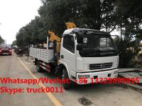 China Factory direct sale best price dongfeng 120hp 3.2tons folded crane boom mounted on truck, 3.2T folded truck with crane for sale