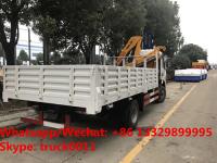 China Factory direct sale best price dongfeng 120hp 3.2tons folded crane boom mounted on truck, 3.2T folded truck with crane for sale
