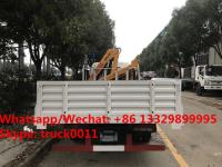 China Factory direct sale best price dongfeng 120hp 3.2tons folded crane boom mounted on truck, 3.2T folded truck with crane for sale