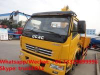 China Dongfeng duolika LHD/RHD 3.2 tons telescopic crane boom mounted on truck for sale, telescopic truck with crane for sale for sale